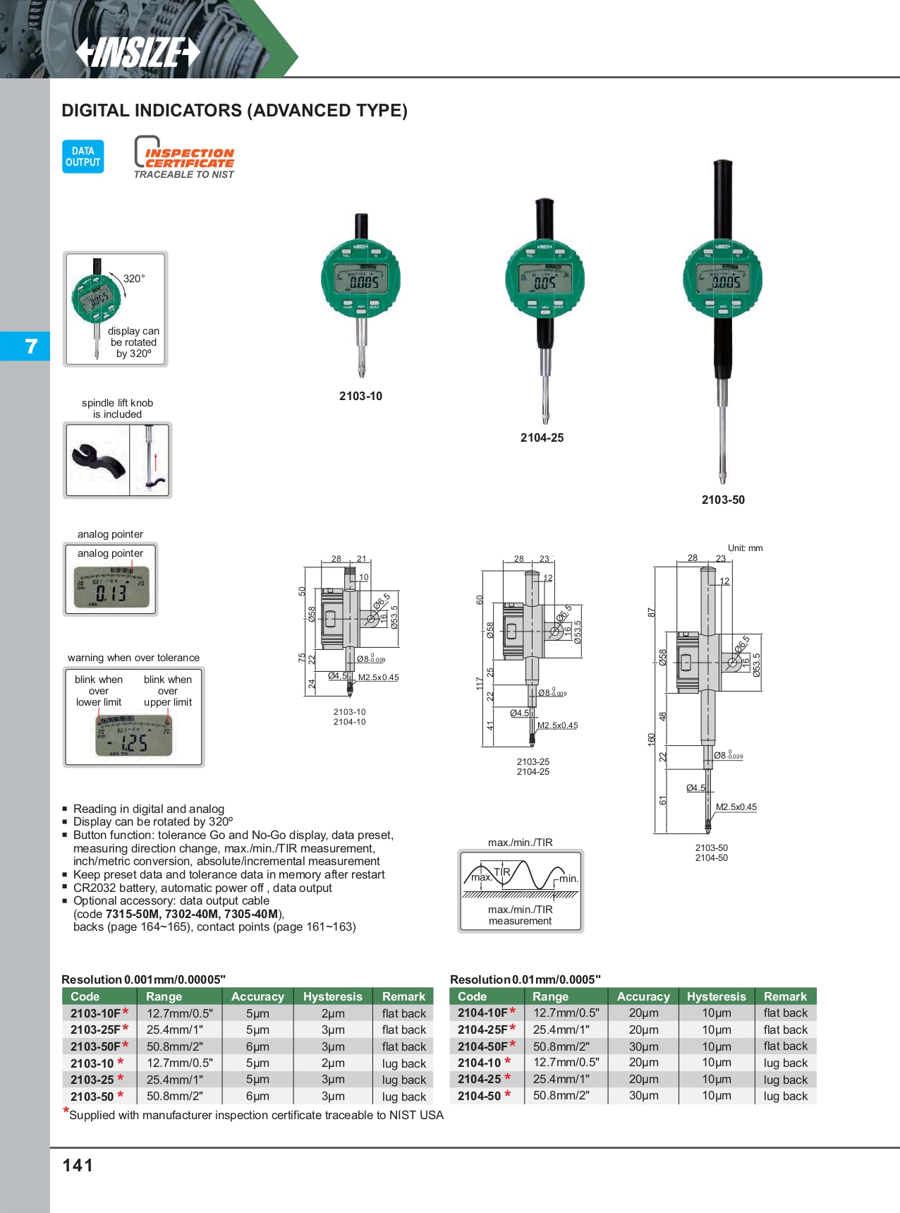 DIGITAL INDICATOR,LUG BACK รุ่น 2103-2104 | iNTERTOOL Shop